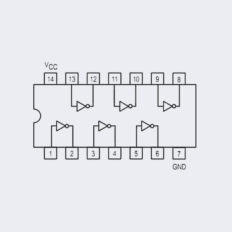 NOT Gate 74LS04 IC 7404 Hex 1 input inverter – اتقان الالكترونية