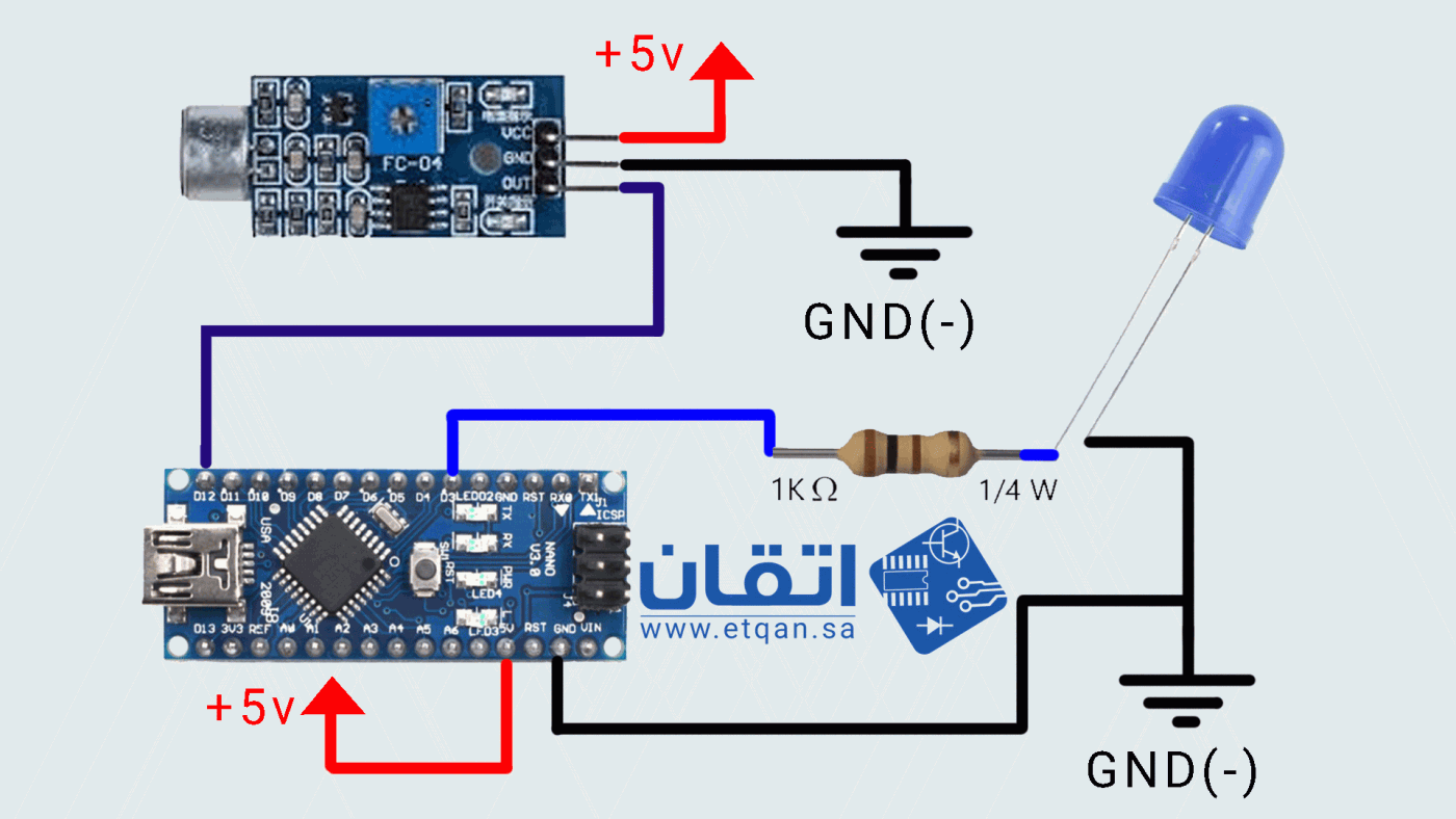 Clap Switch Circuit Using Arduino Nano – اتقان الالكترونية