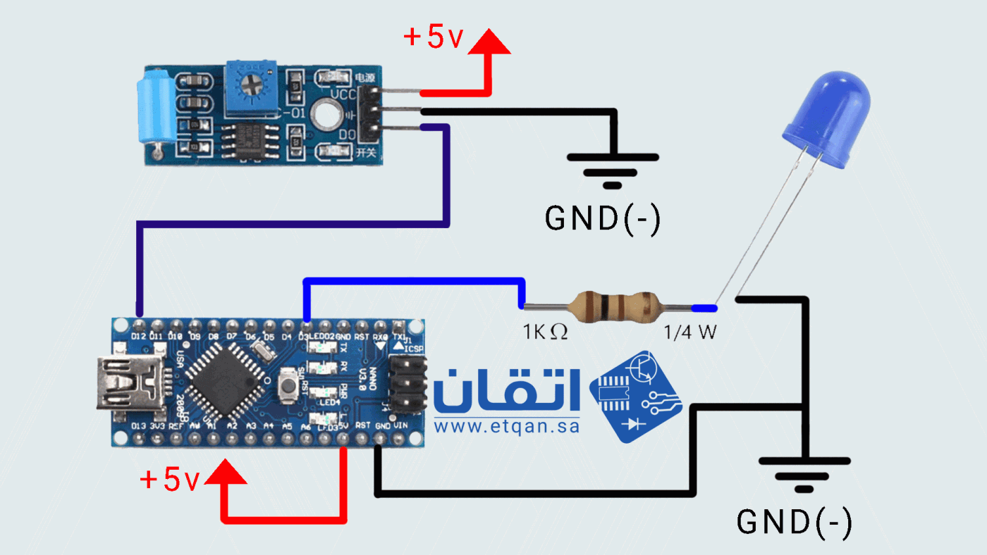 Vibration Sensor Circuit Using Arduino Nano – اتقان الالكترونية