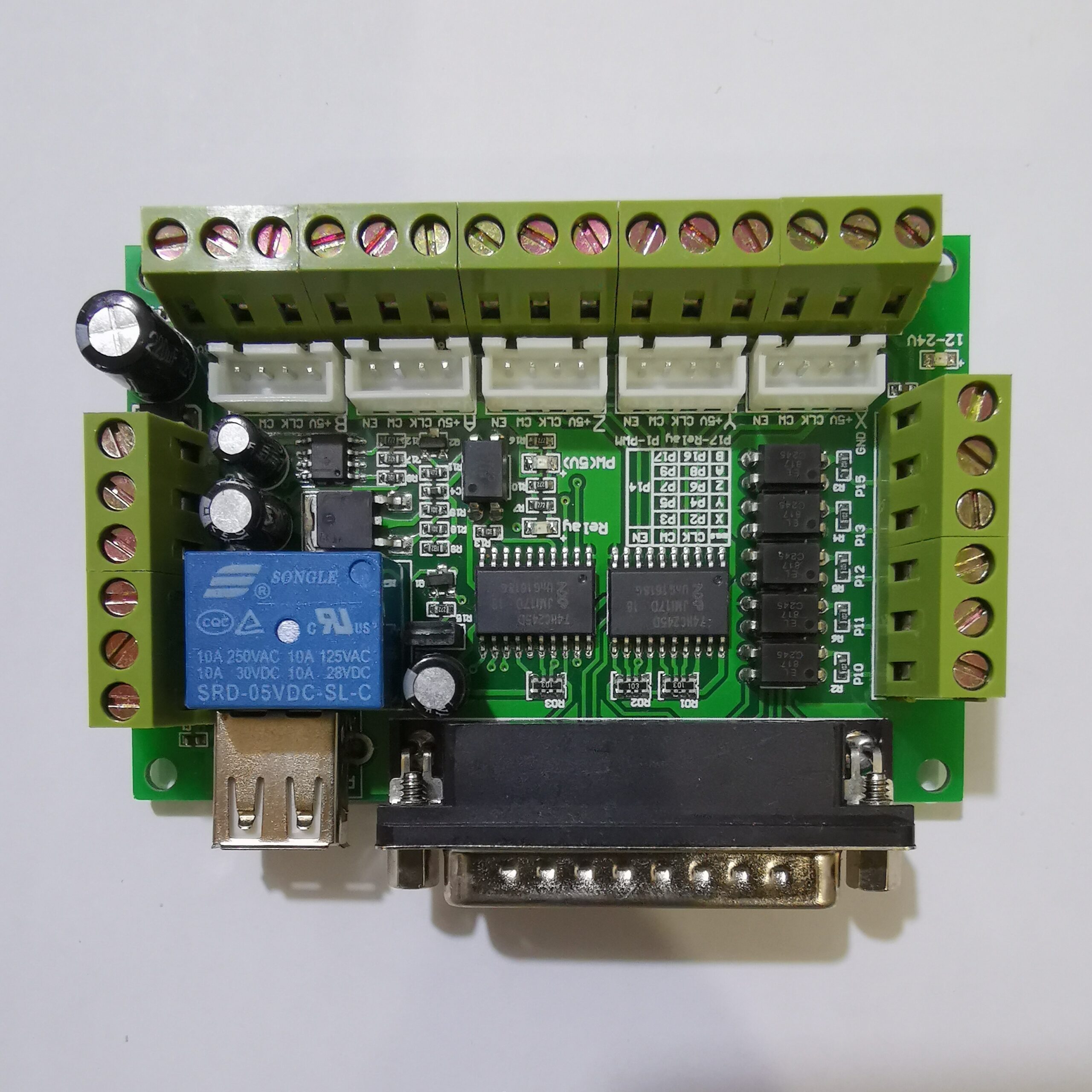 Green Board Cnc Interface Breakout Board Parallel Port Mach3 اتقان